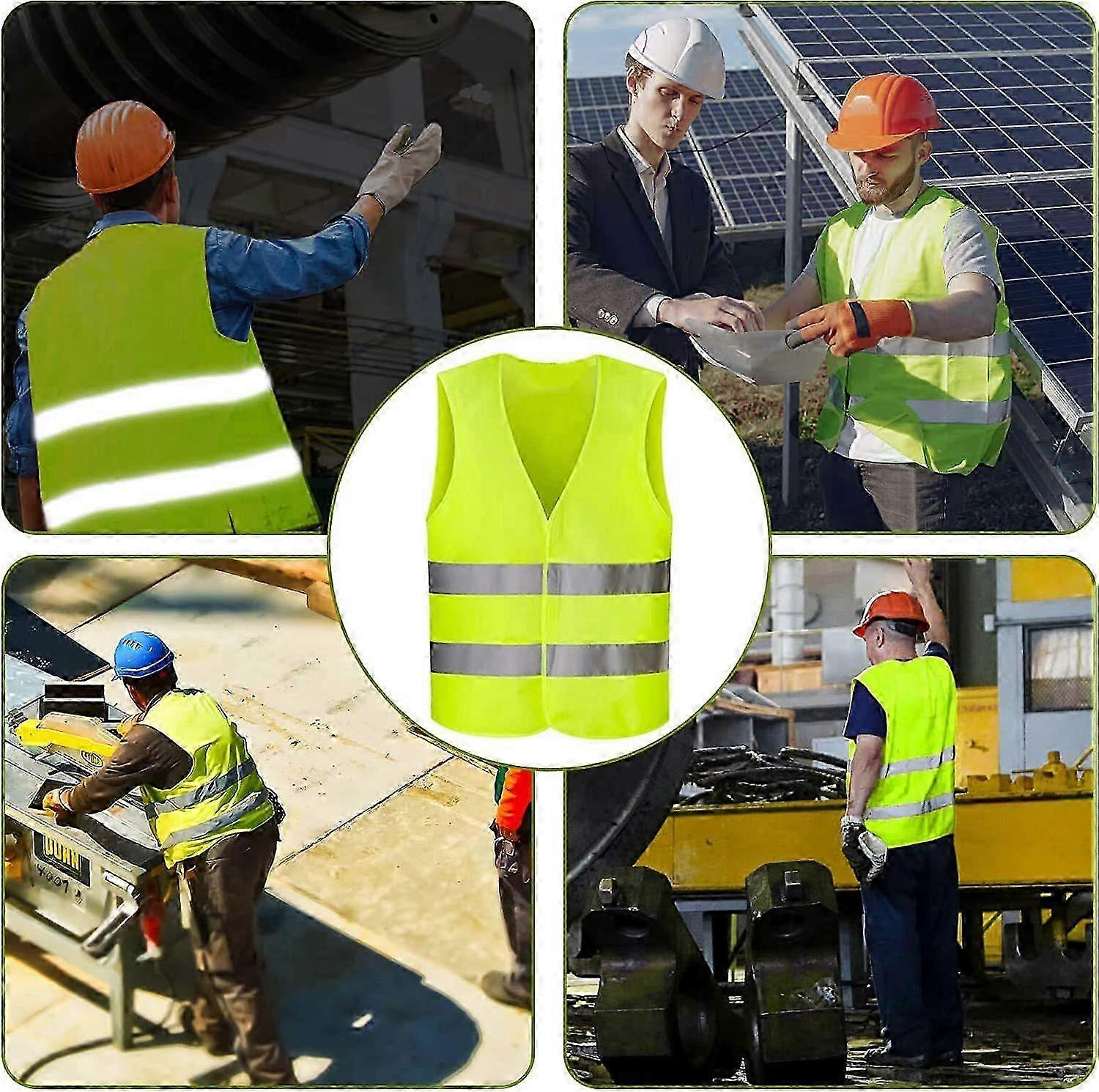 Pack of 8 high-visibility vests, neon yellow, reflective vest, accident vest, 360-degree ...