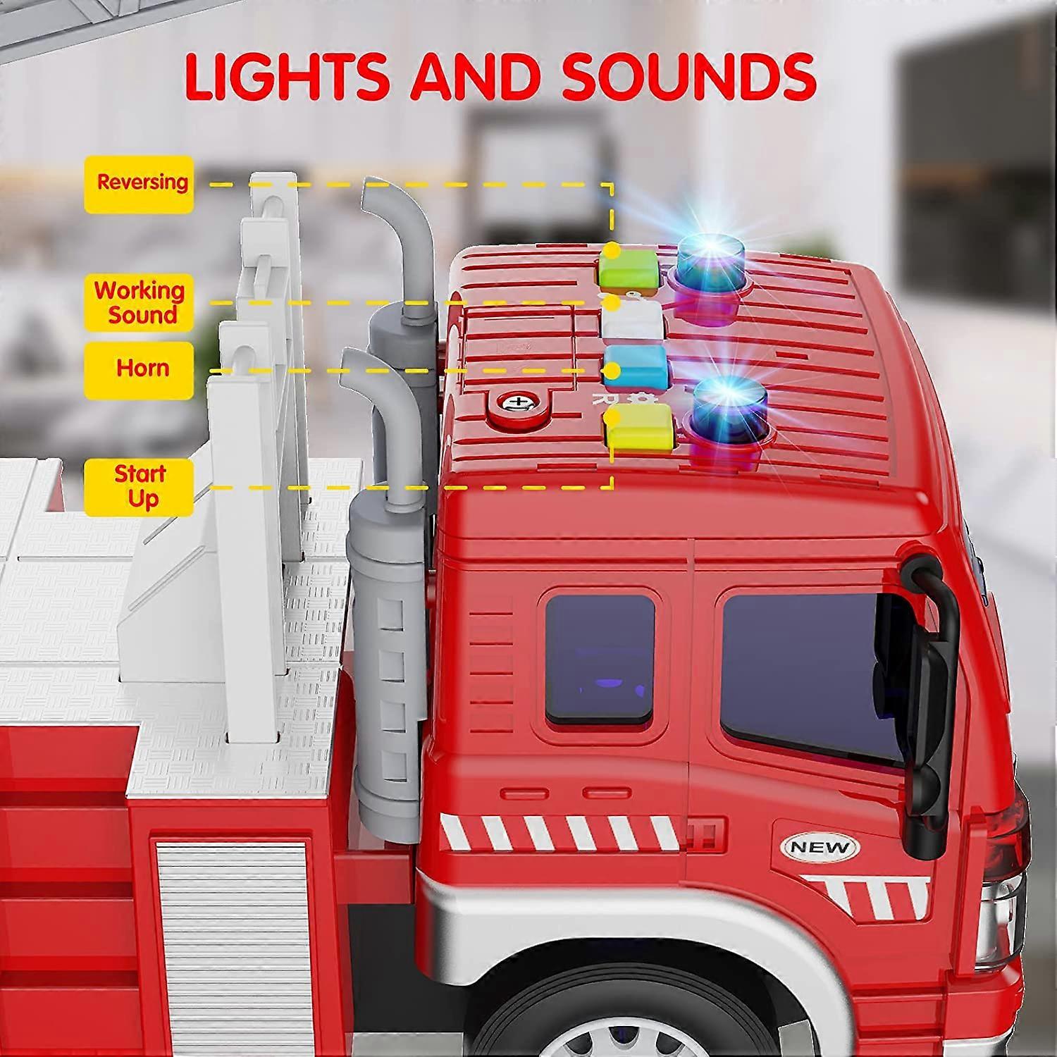 Fire Truck,Fire Truck Toy with Rotating Ladder with Sound and Light ...