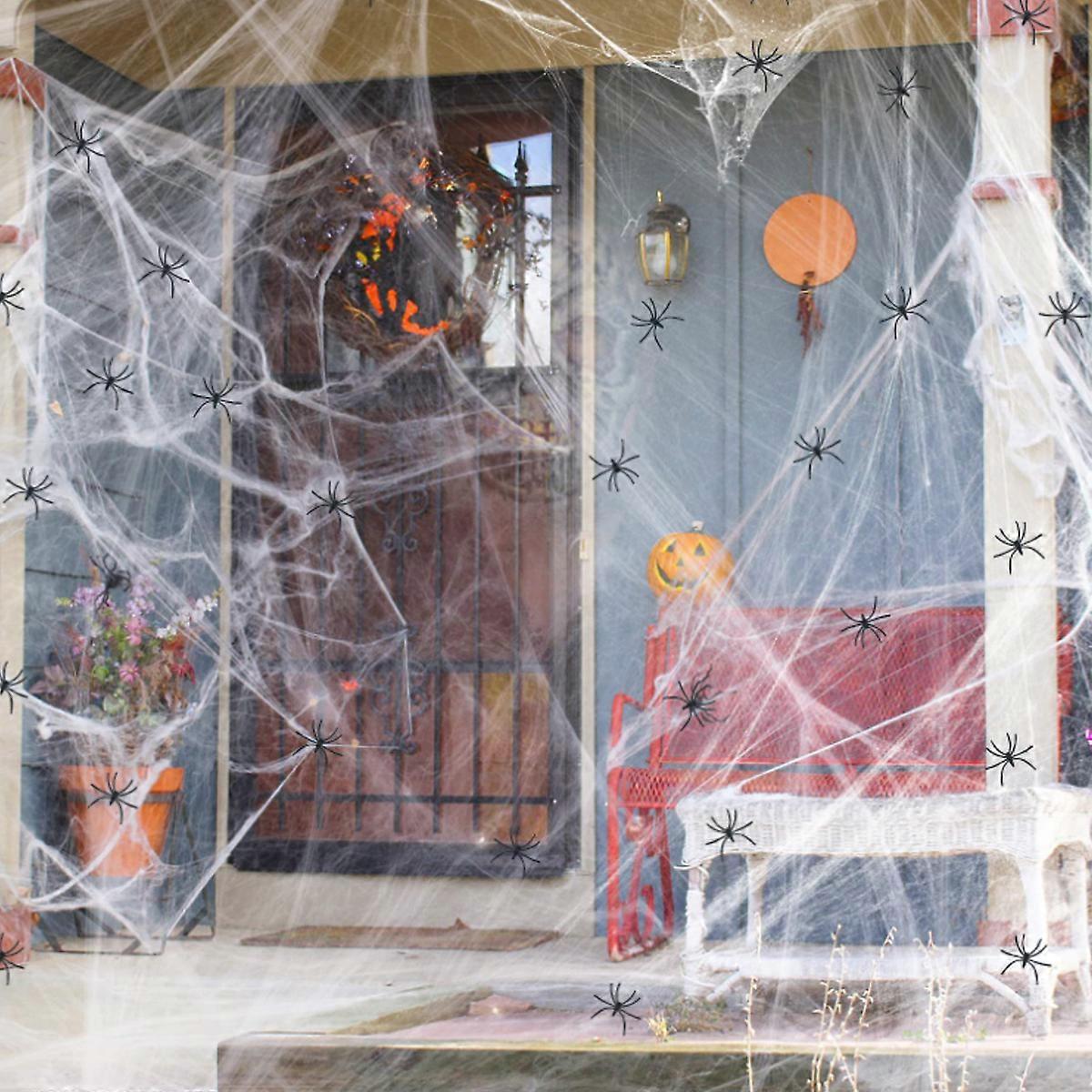Spider Webs Halloween Decorations,300 Sqft Spider Webs with 40 Fake ...