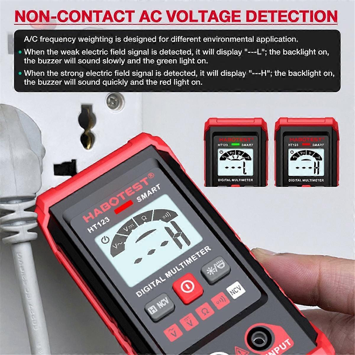 HT123 Digital Multimeter,AC/ Resistance Continuity Measurement Tester ...