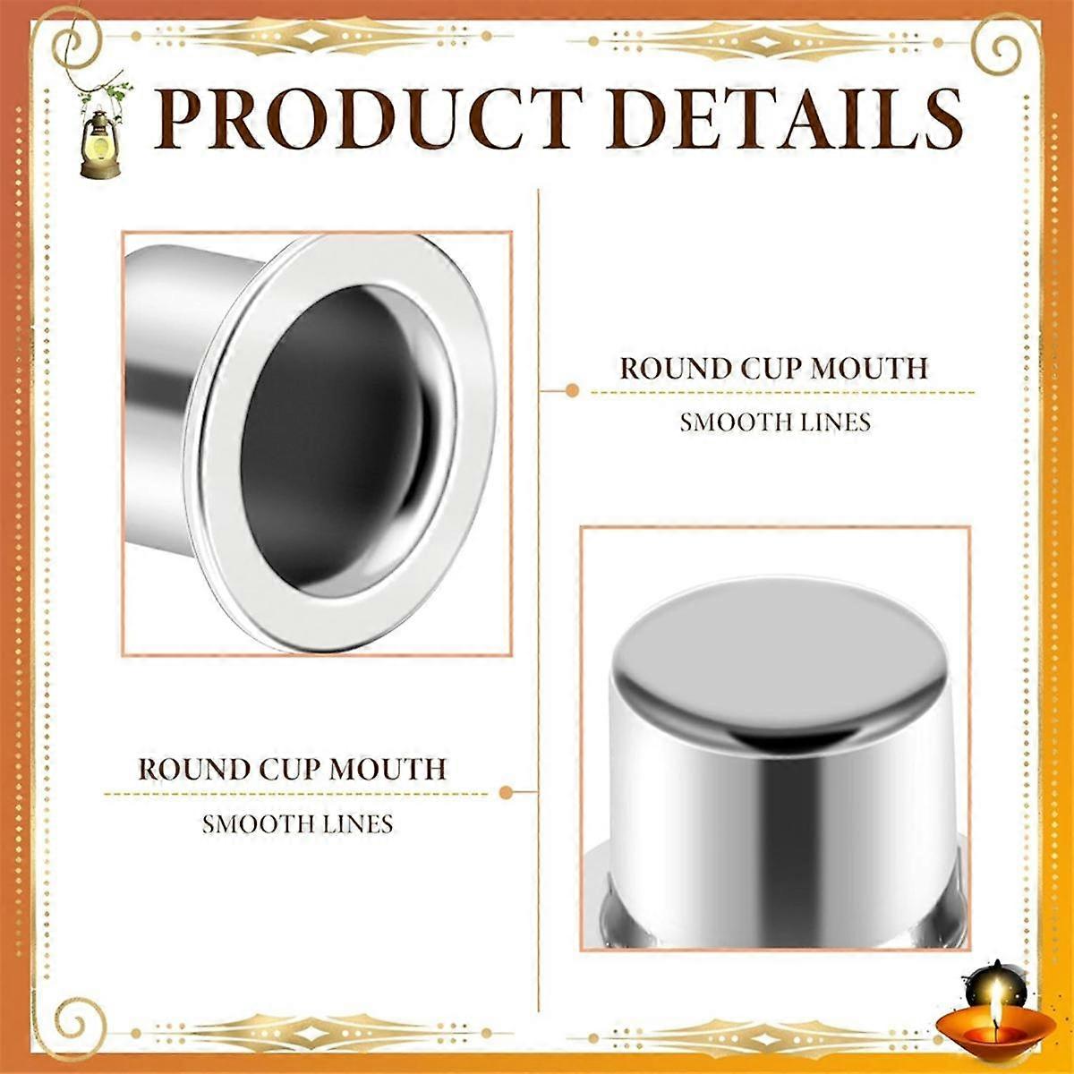 Metal Candle Holder with Round Flat Base Candle Cup Reusable Candle ...