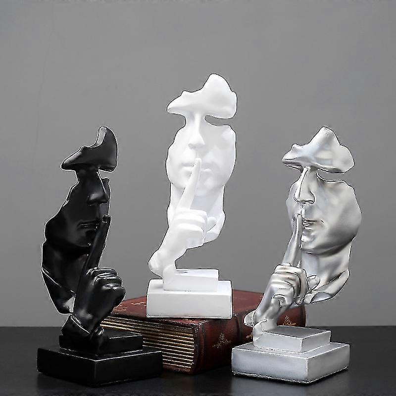 Silence Is Golden Statue, Resin Abstract Sculpture Modern Art Figurines ...