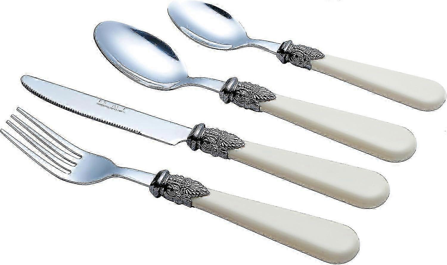 Exzact Cutlery Set 8pcs Antique Cream Handles/flatware Stainless Steel ...