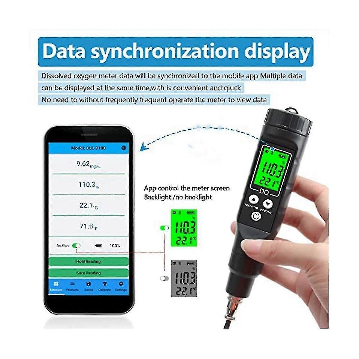 Smart Bluetooth Dissolved Oxygen Meter,portable 0.0-30mg/l Dissolved ...