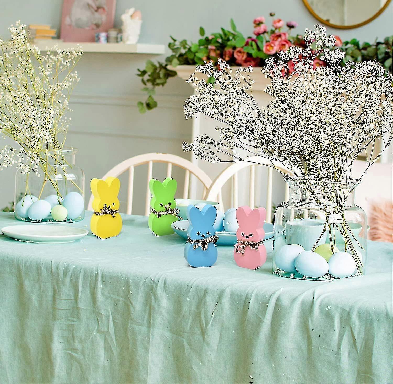 4 Easter Bunny Peeps Table Decorations Centerpieces Wooden Spring ...