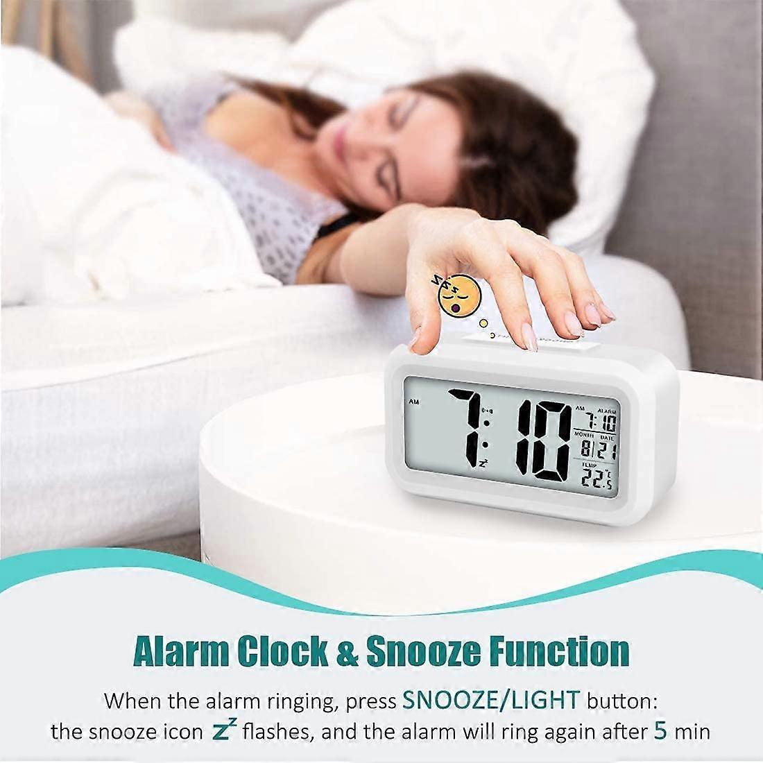 Digital Alarm Clock, 12/24Hr Bedside Clock with LCD Backlit Display ...
