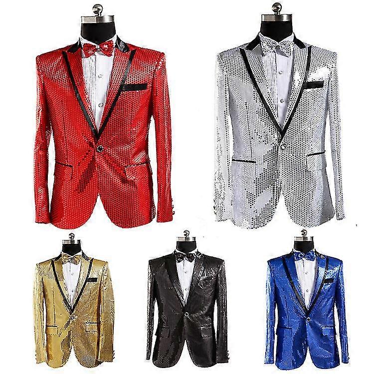 Boutique Sequined Men's Suit Jacket Costume Coat Nightclub Singer Host ...