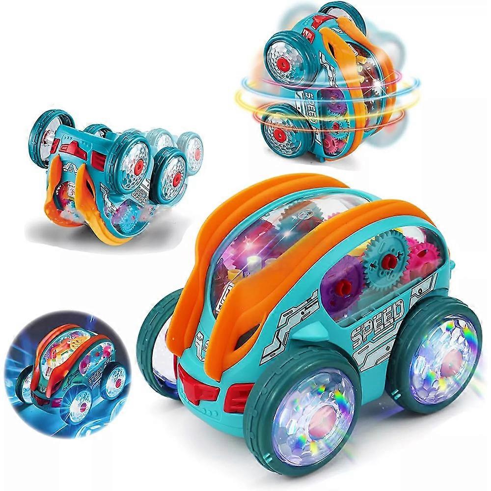 Clear Car Electric Rotating Stunt Car Toy Car Music and Light Led ...