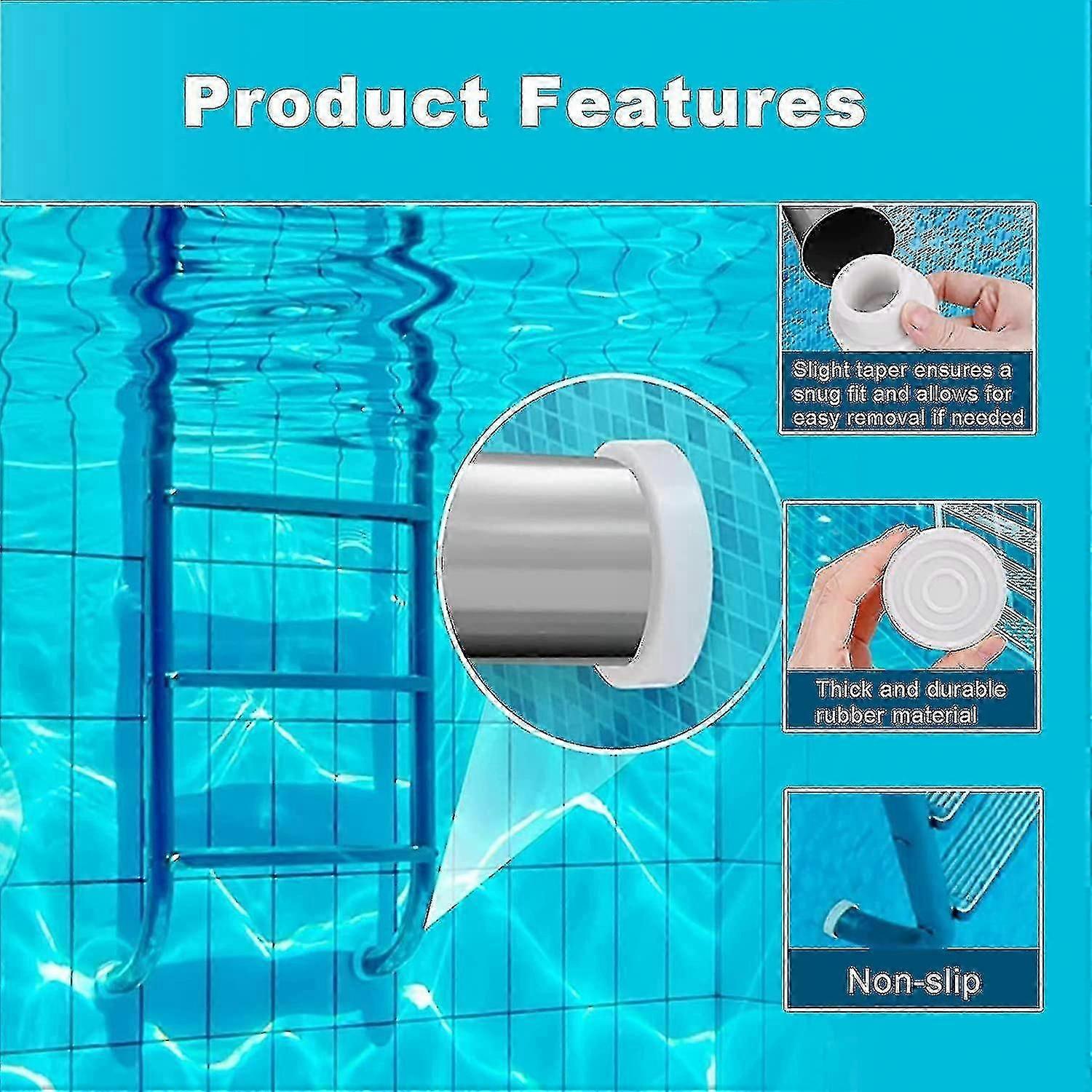 2pcs Pool Ladder Bumpers For Inground Pool, White Rubber Inground Pool ...