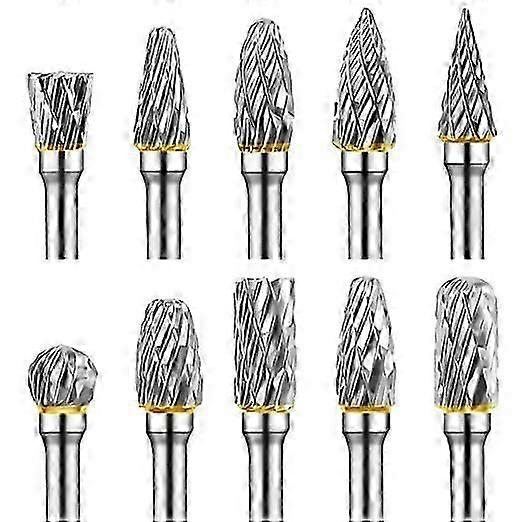 Carbide Rotary Burr Set 10pcs, 3mm Shank 6mm Grinding Head Carving Burr ...