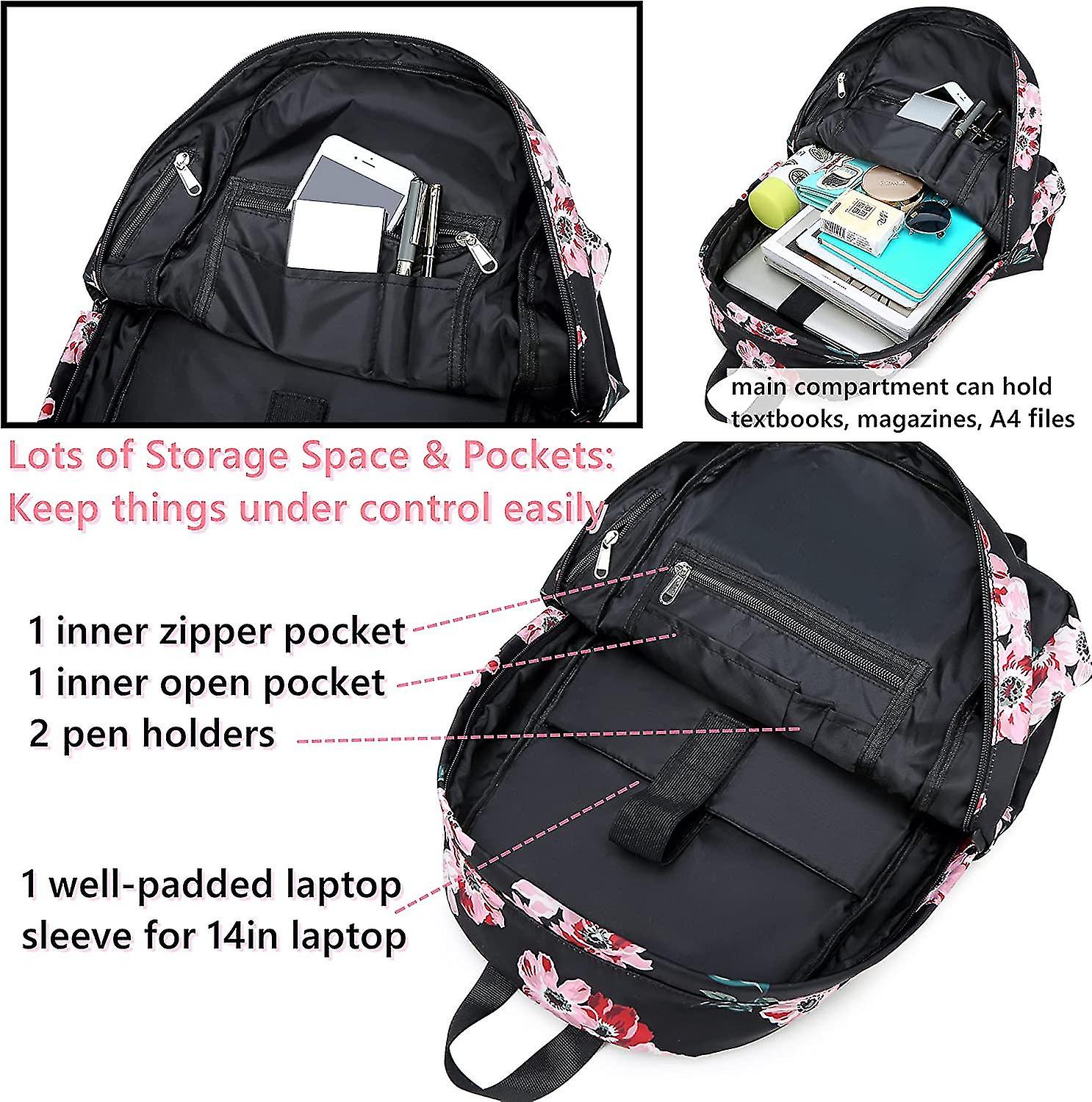 Floral Backpack Lady Retro Style School Backpack Lady School Bag ...