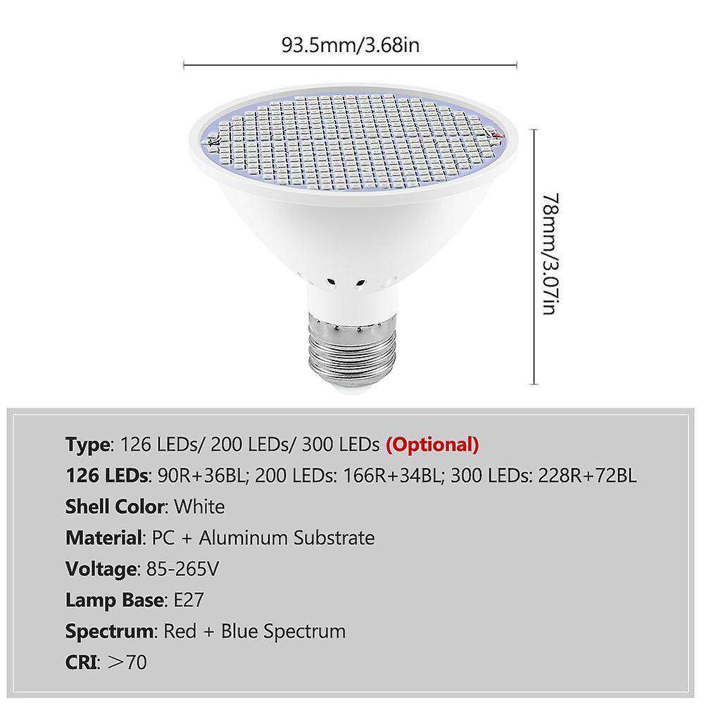 Led Grow Light Bulb For Indoor Plants Red & Blue Spectrum 300 Leds ...