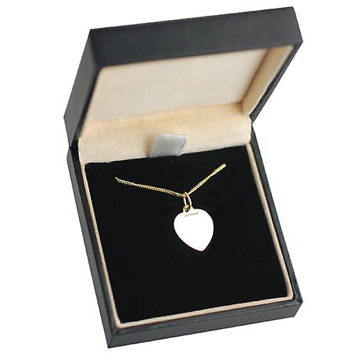 18ct Gold 14x14mm plain heart Disc with a curb Chain 16 inches Only ...
