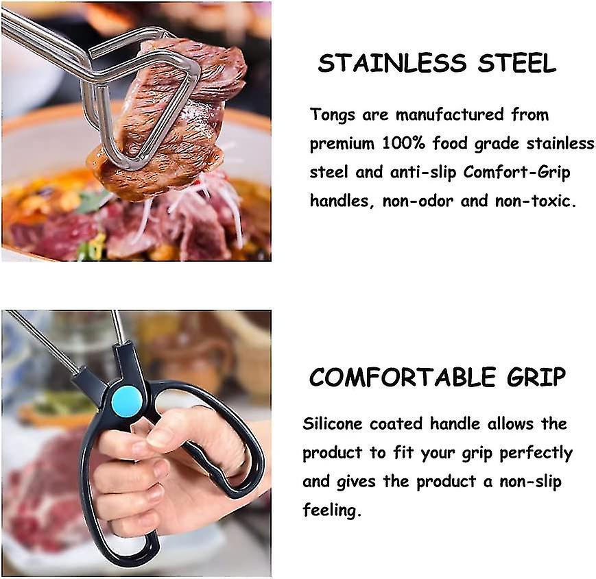 Stainless Steel Scissor Tongs Heavy Duty Kitchen Cooking Grilling 10 ...