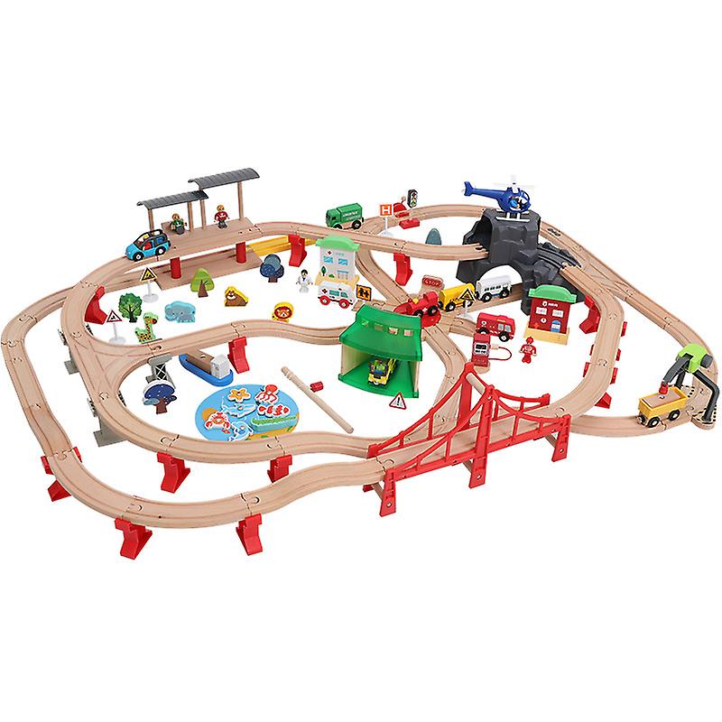 Wooden Train Track Deluxe Oversized Railway Flexible Wood Track Set ...