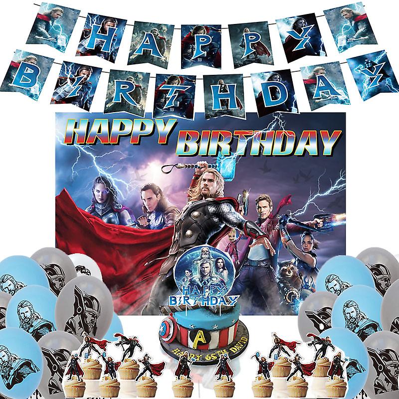 Superhero Movie Thor Odinson Thor 4 Balloons Spiral Birthday Banners ...