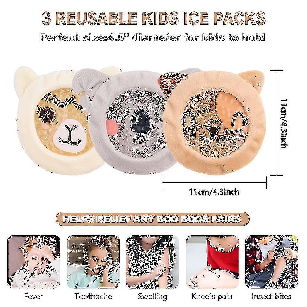 3 Packs Portable Reusable Kids Cartoon Ice Pack Pain Relief Sleeve ...
