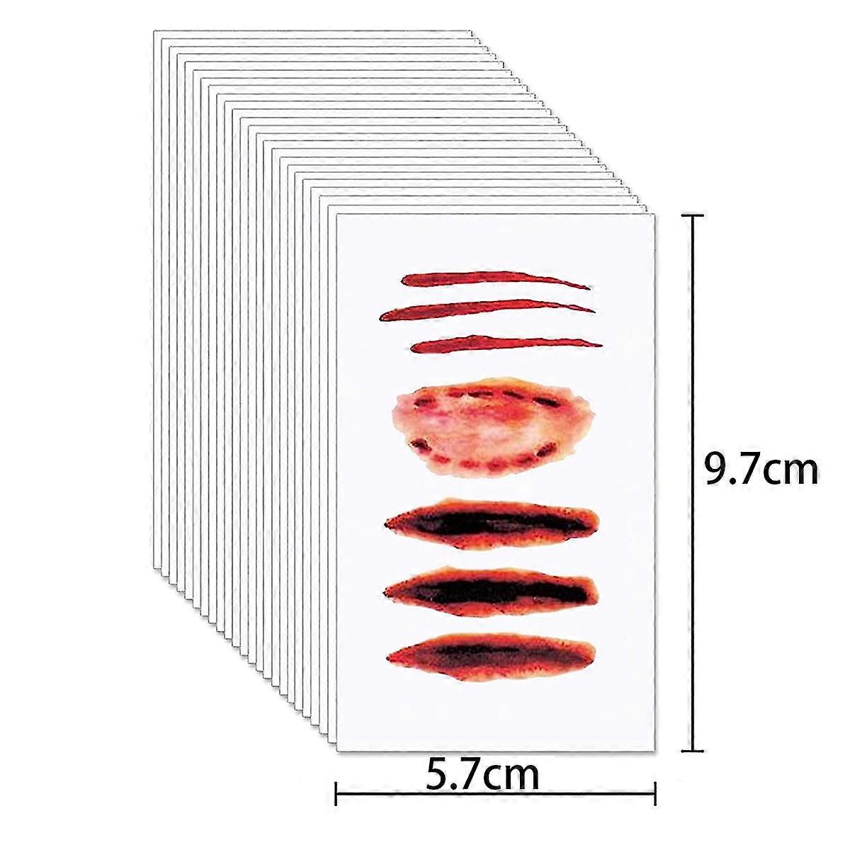60 Sheets Of Realistic Fake Bloody Wound Stickers Halloween Tattoos ...