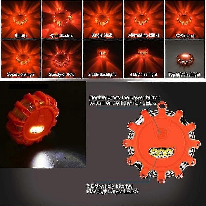 1/2/3/4 Pack Led Safety Flares Road Emergency Lights Roadside Safety ...