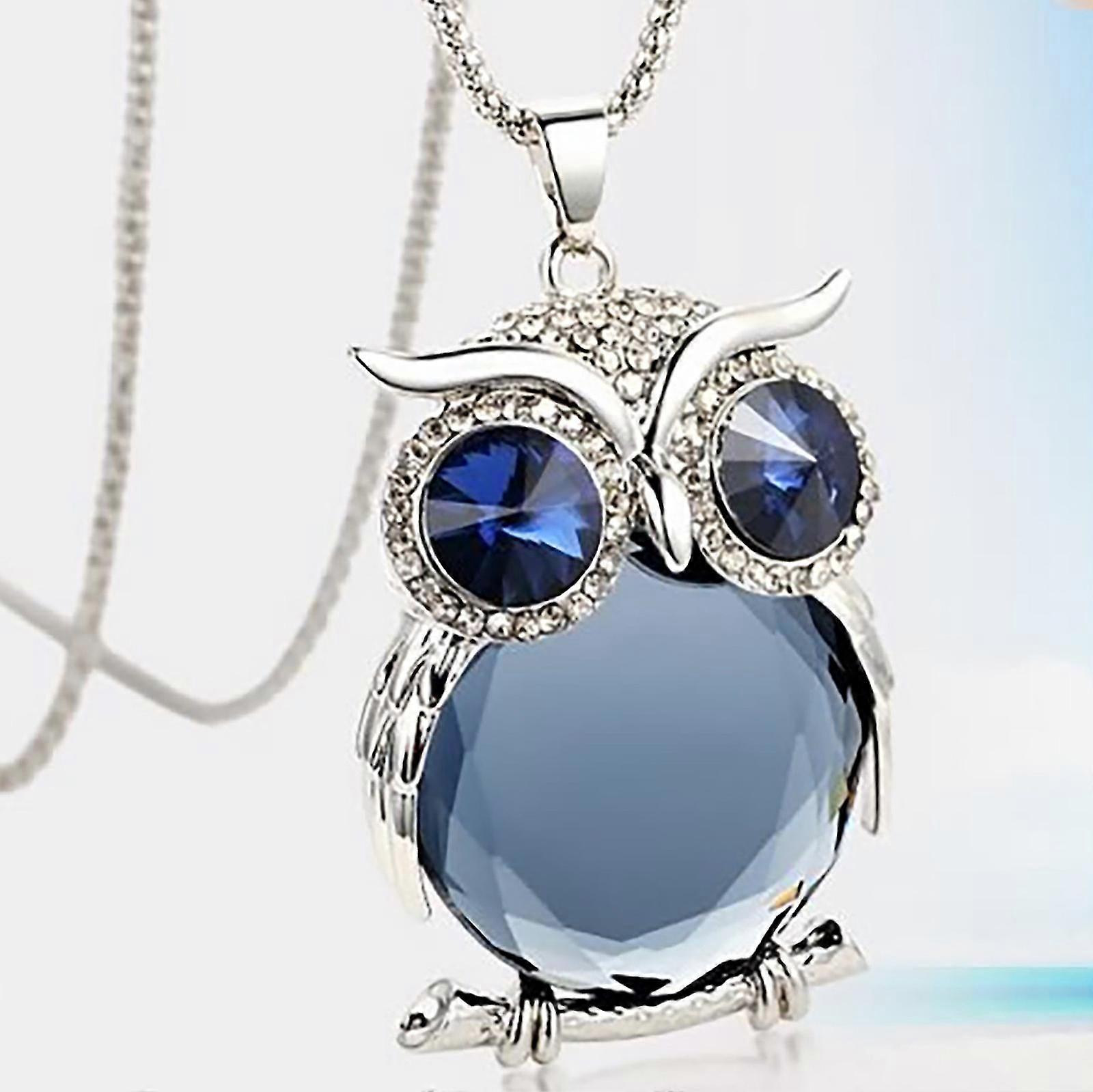 Jewelry Korean Cute Crystal Owl Pendant Necklace Vintage Long Animal ...