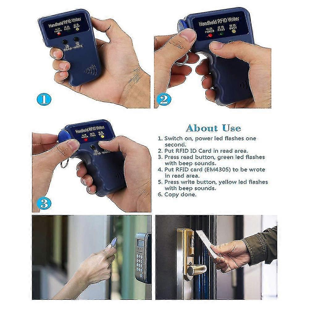 Handheld 125khz Rfid Reader Writer Duplicator Copier, Upgrade Id Card ...