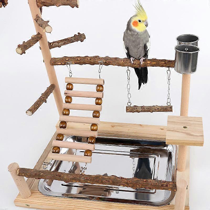 Budgie Playground Bird Playground with Feeder Cup Toy Ladder Climbing ...