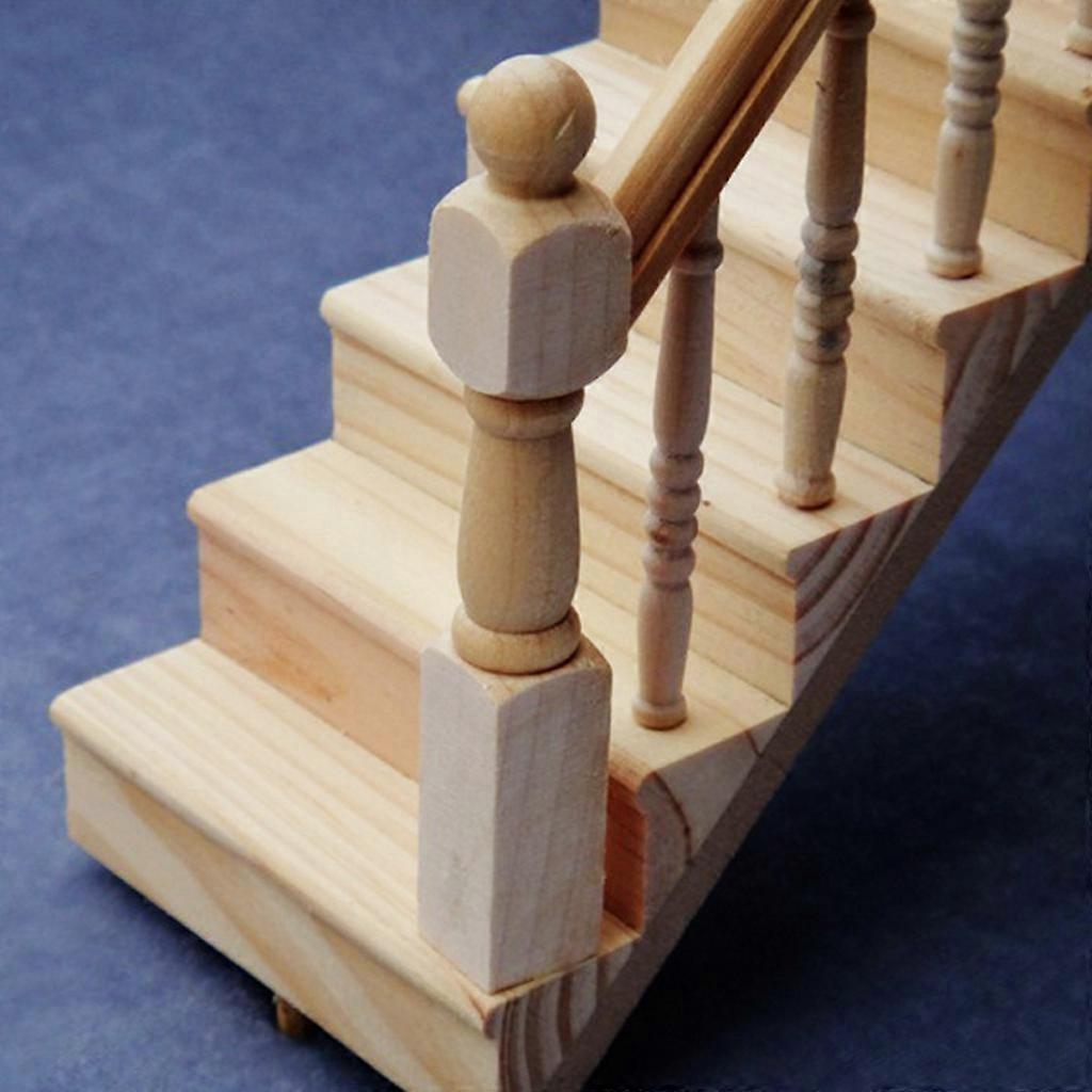 1:12 Dollhouse Miniature Handrail Staircase Wooden Scene Plain Stairway ...