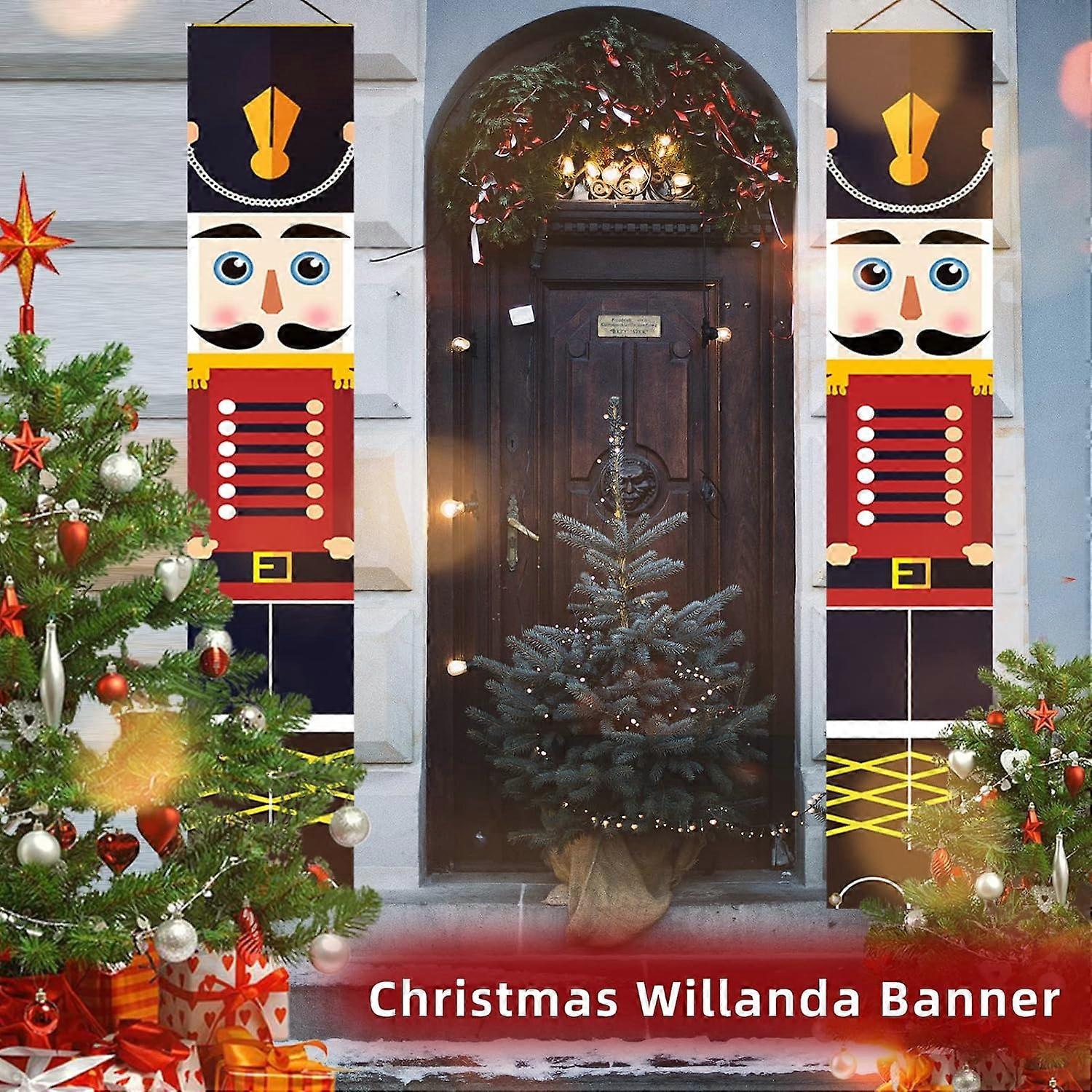 1 Pair Nutcracker Christmas Banner Decorations Outdoor Christmas ...