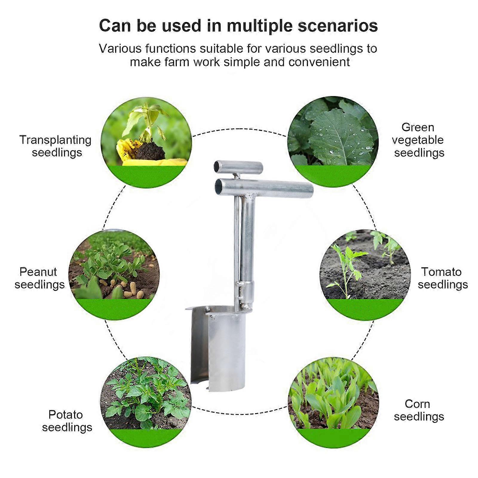 Stainless Steel Garden Barrel Transplanter Planting Tool, Handheld Soil ...