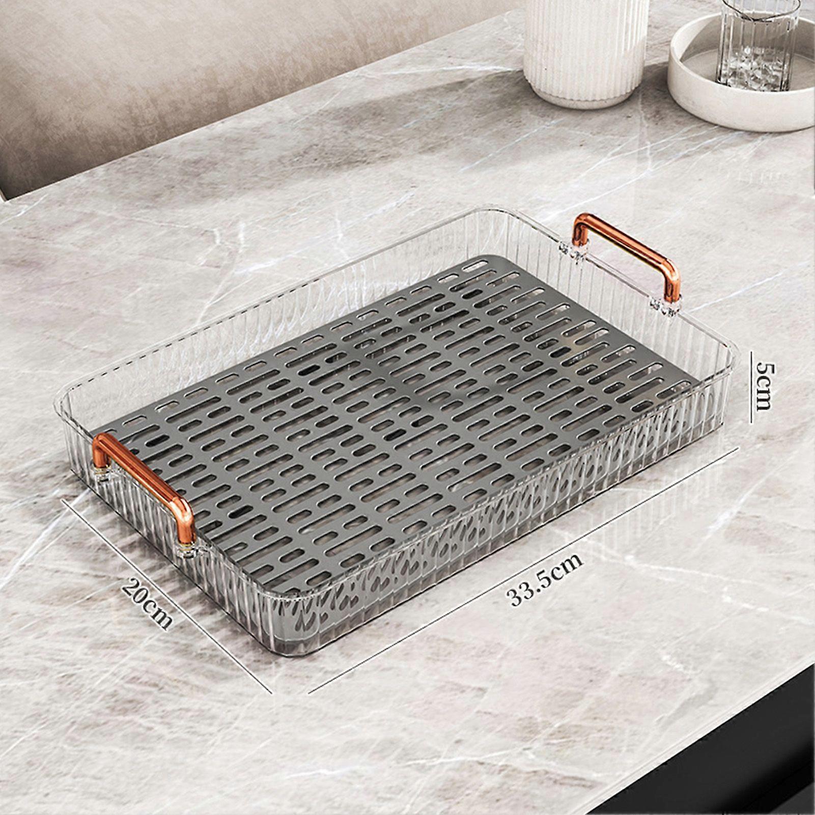 Water Drainage Tea Tray Double Layer Large Capacity Rectangular Cup ...