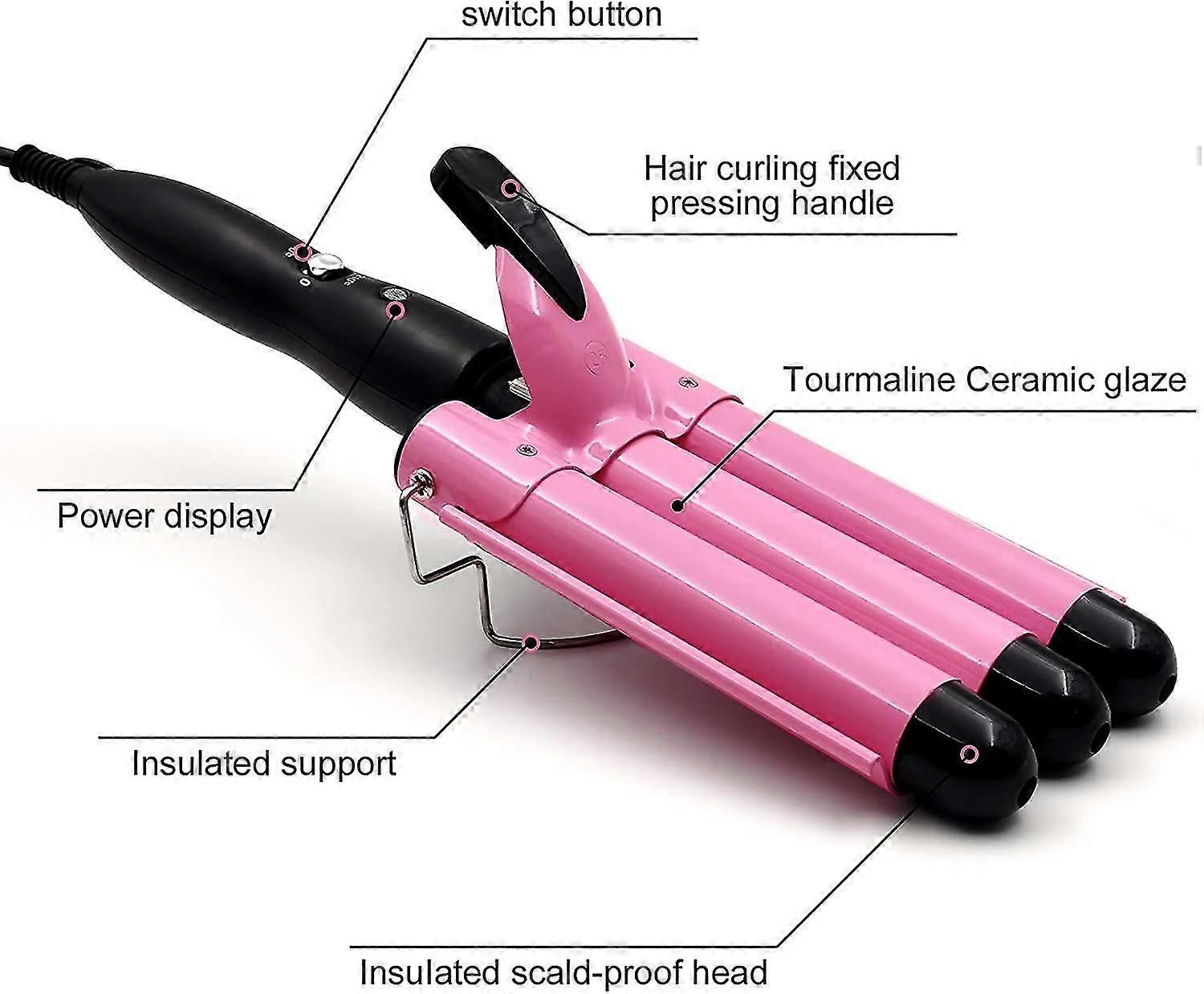 3 Barrel Curling Iron 25mm, 1-inch Crimper Hair Iron Temperature ...