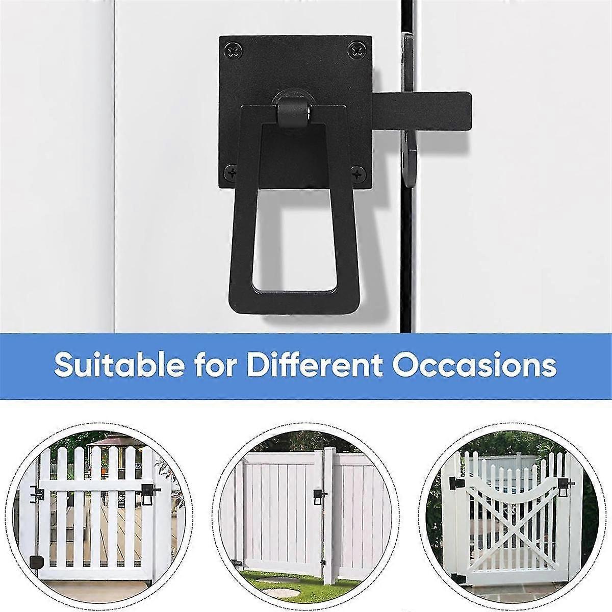 Heavy Duty Gate Latch, Double Side Gate Latches, Matte Black Fence ...