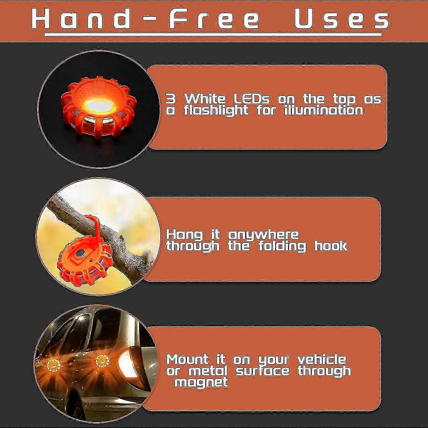 4-Pack Roadside Emergency LED Flashing Warning Flare Light Kit with ...