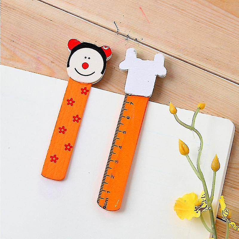 10 Pcs Bookmark Cartoon Wood Book Marker With Ruler Scale Wooden ...