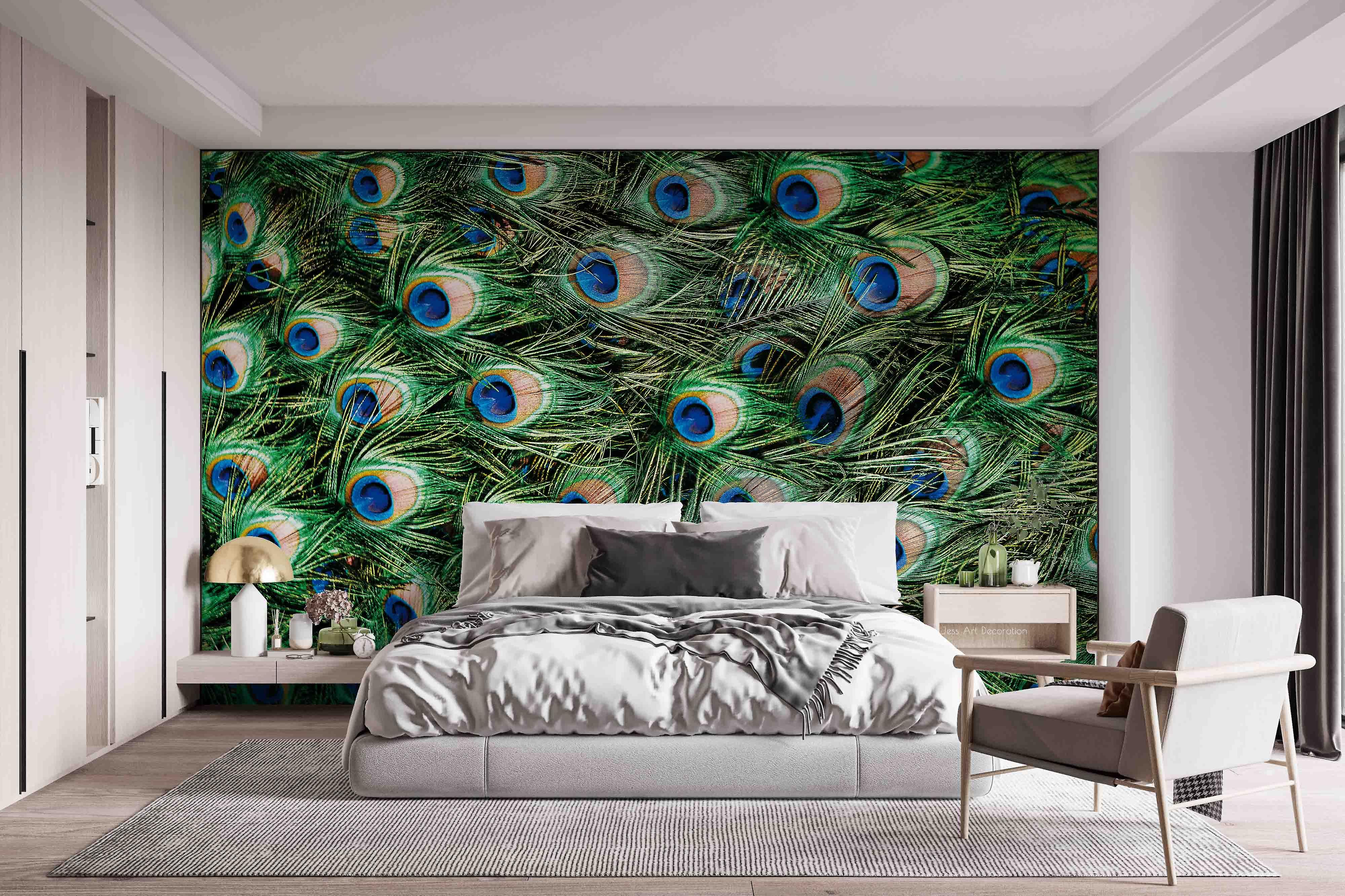 3D Peacock Feather Pattern Wall Mural Wallpaper Gd 2580 | Fruugo US