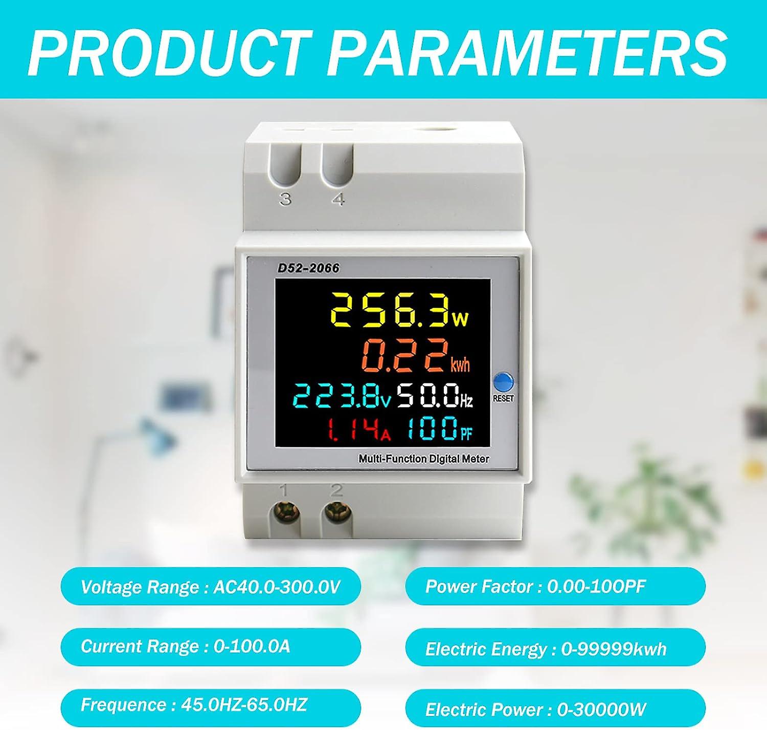 Single Phase Electric Wattmeter, Digital Electricity Meter AC 40-300V ...