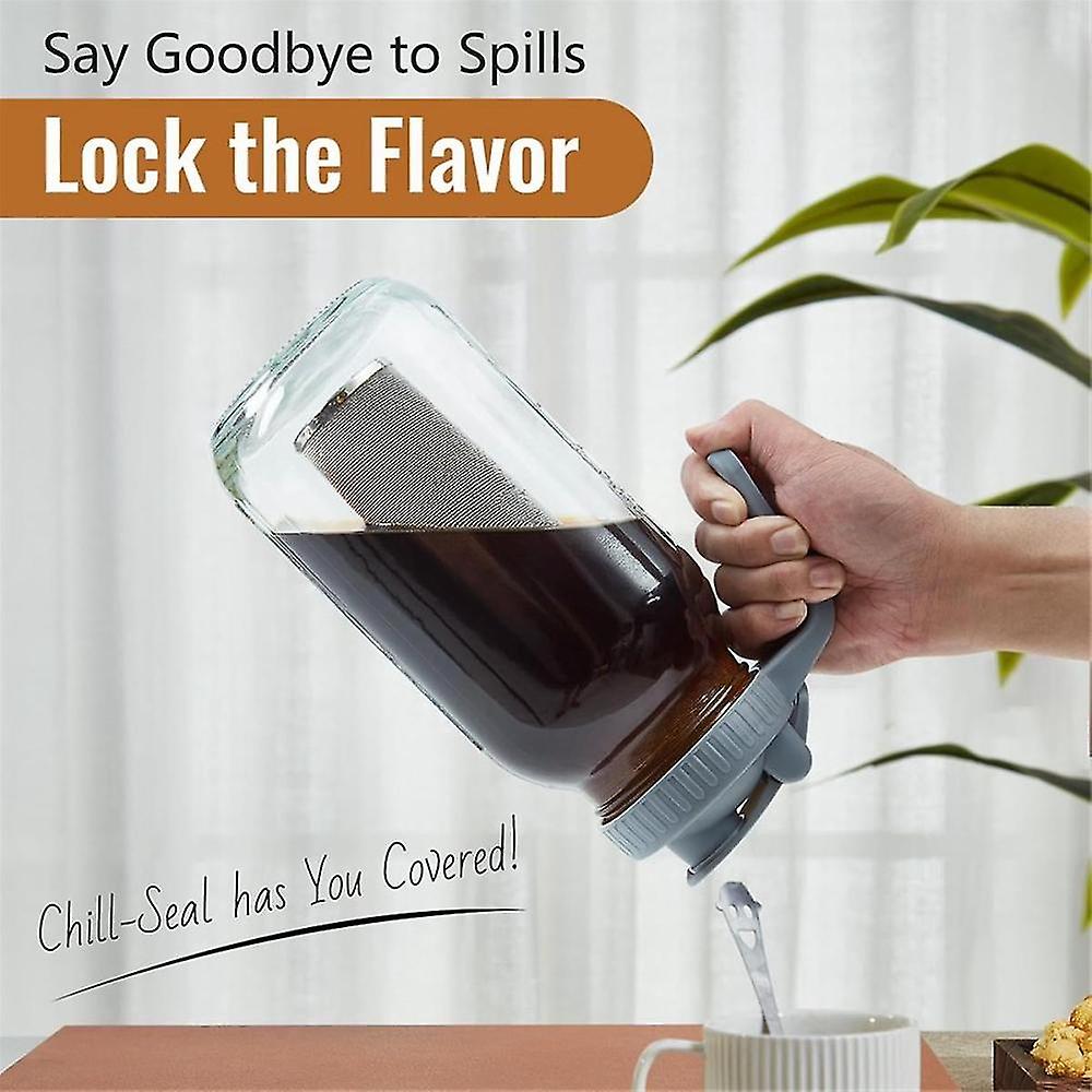 Cold Brew Coffee Maker Mason Jar 64oz, Durable Thick Glass Cold Brew ...