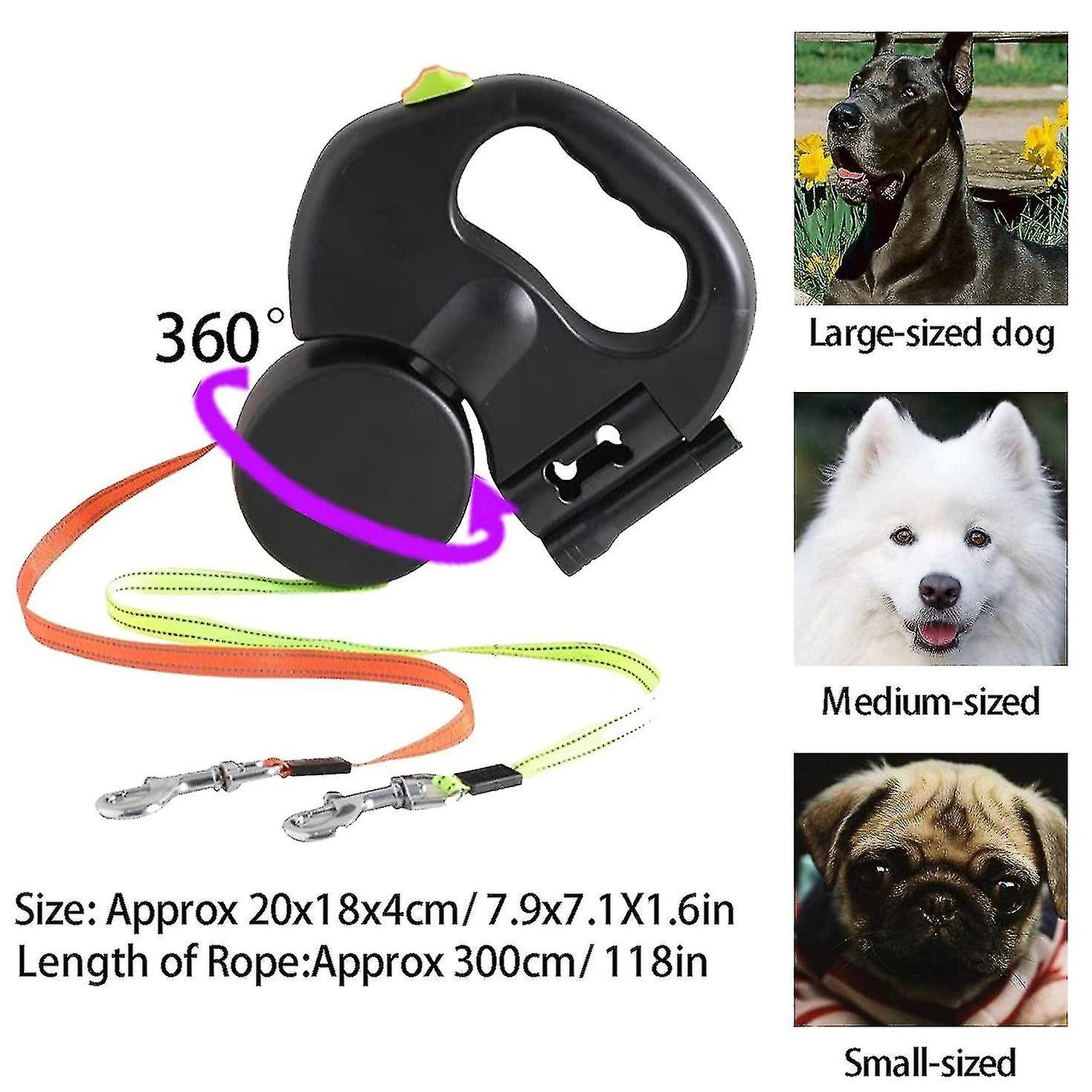 Dual Dog Rope Leash With Light Retractable Double Pet Traction Rope ...