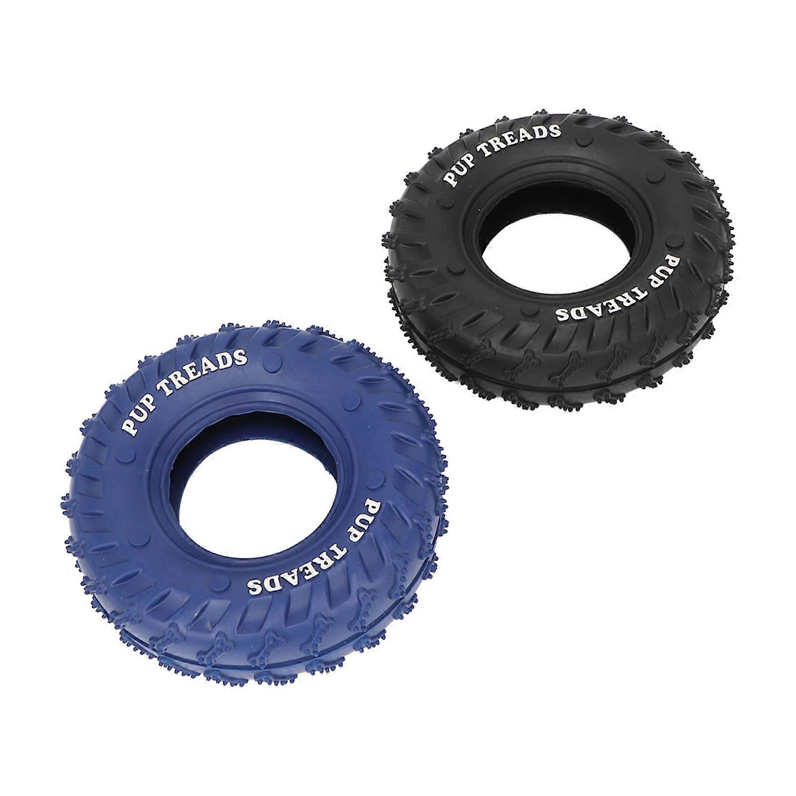 2Pcs Blue Black Rubber Tire Dog Chew Toy Safe Tire Shape Rubber Pet ...