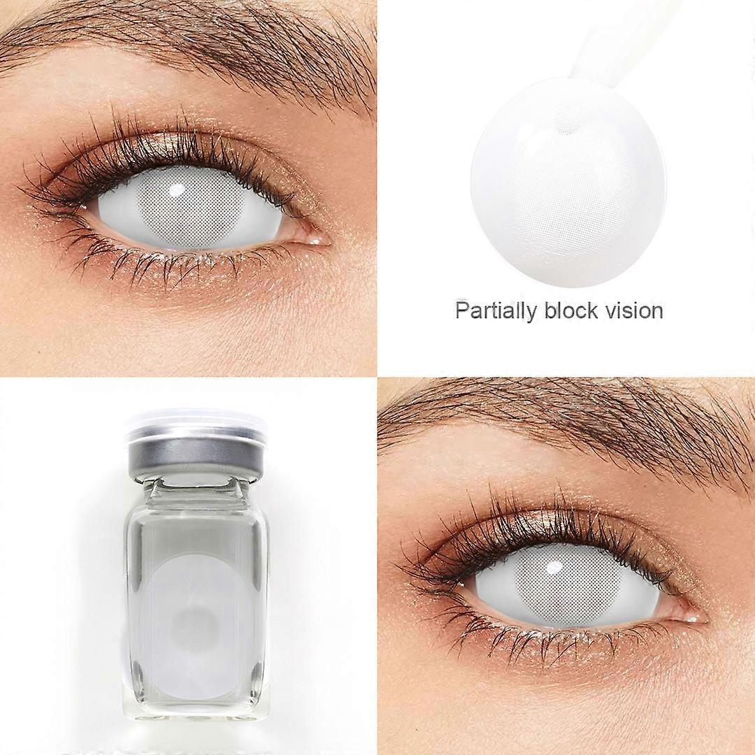 22MM Blind White Sclera Lenses Crazy Yellow Halloween Contact Lenses White Cosplay Eye Contacts ...