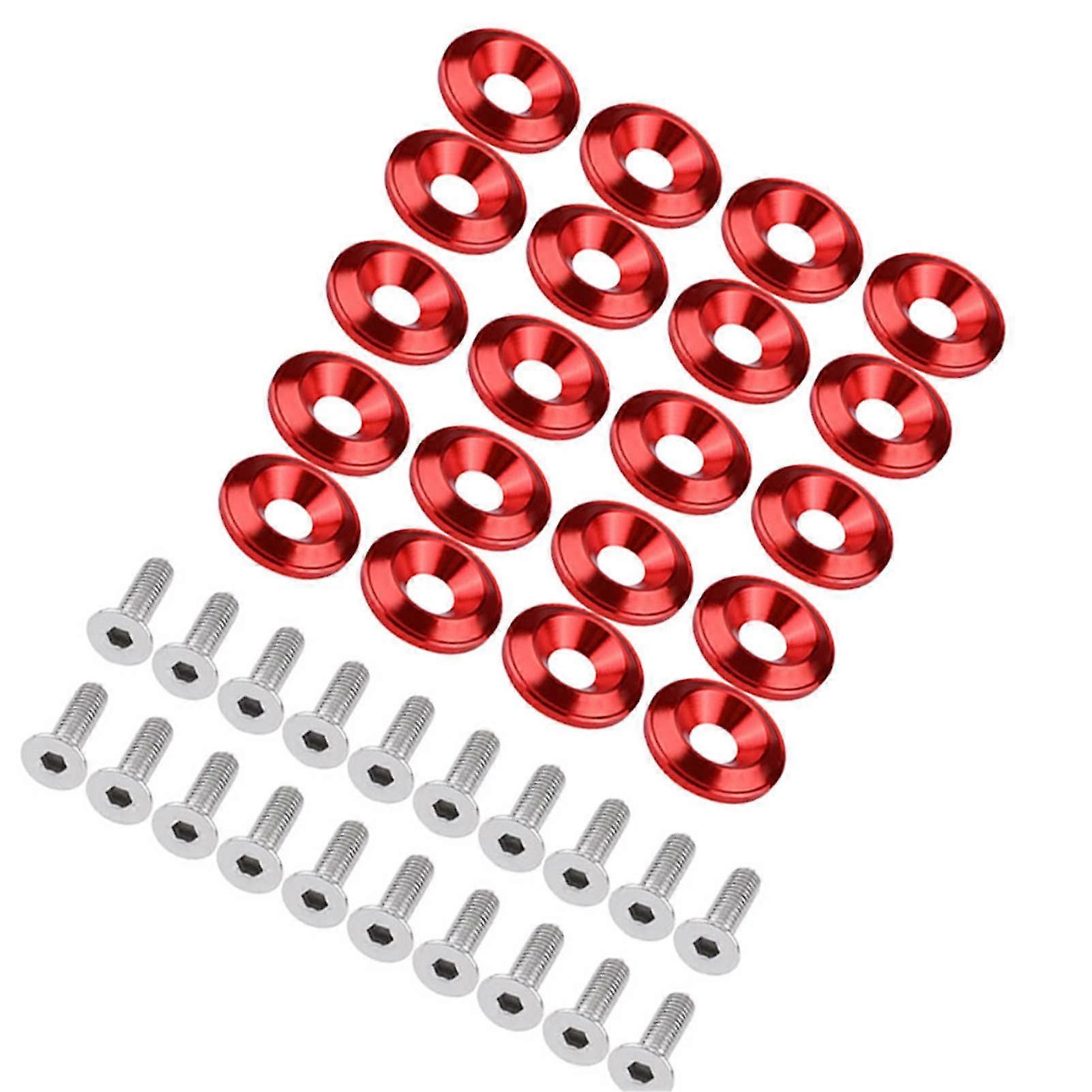 Aluminum Bumper Fender Washer Bolt Engine Bay Dress Up Kit 20Pcs Red ...