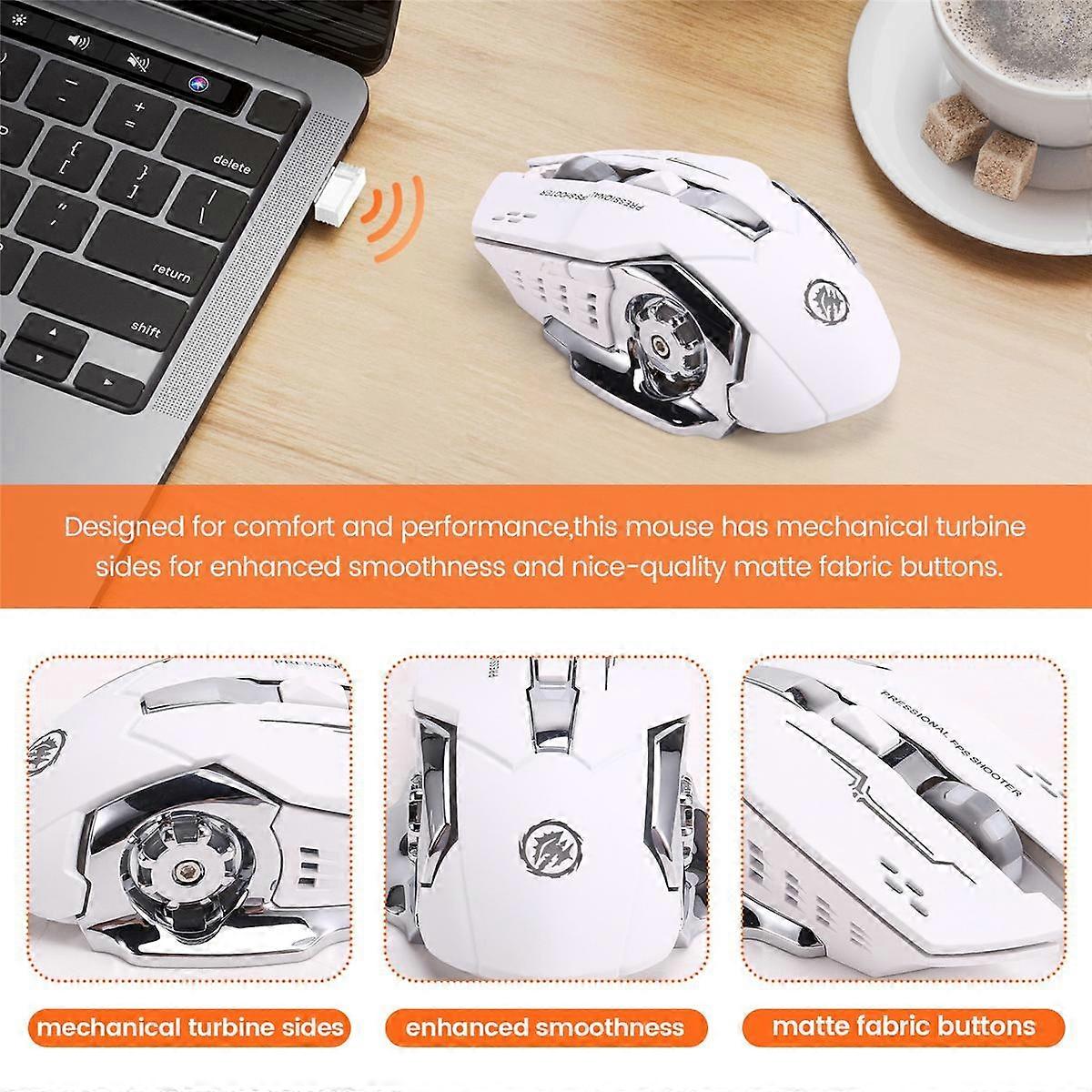 Silent Wireless Mouse USB Rechargeable Gaming Computer Rechargeable ...