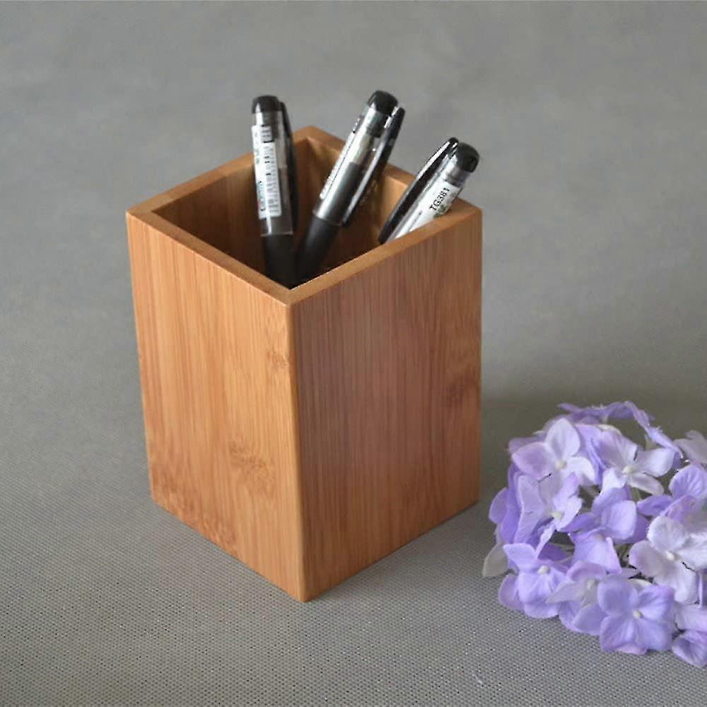 Bamboo Wood Desk Pen Pencil Holder Stand Multi Purpose Use Pencil Cup ...