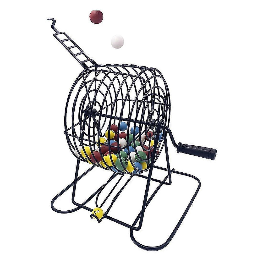 Bingo Game Set - Deluxe with 6 Inch Bingo Cage, 75 Colored Balls, 50 ...