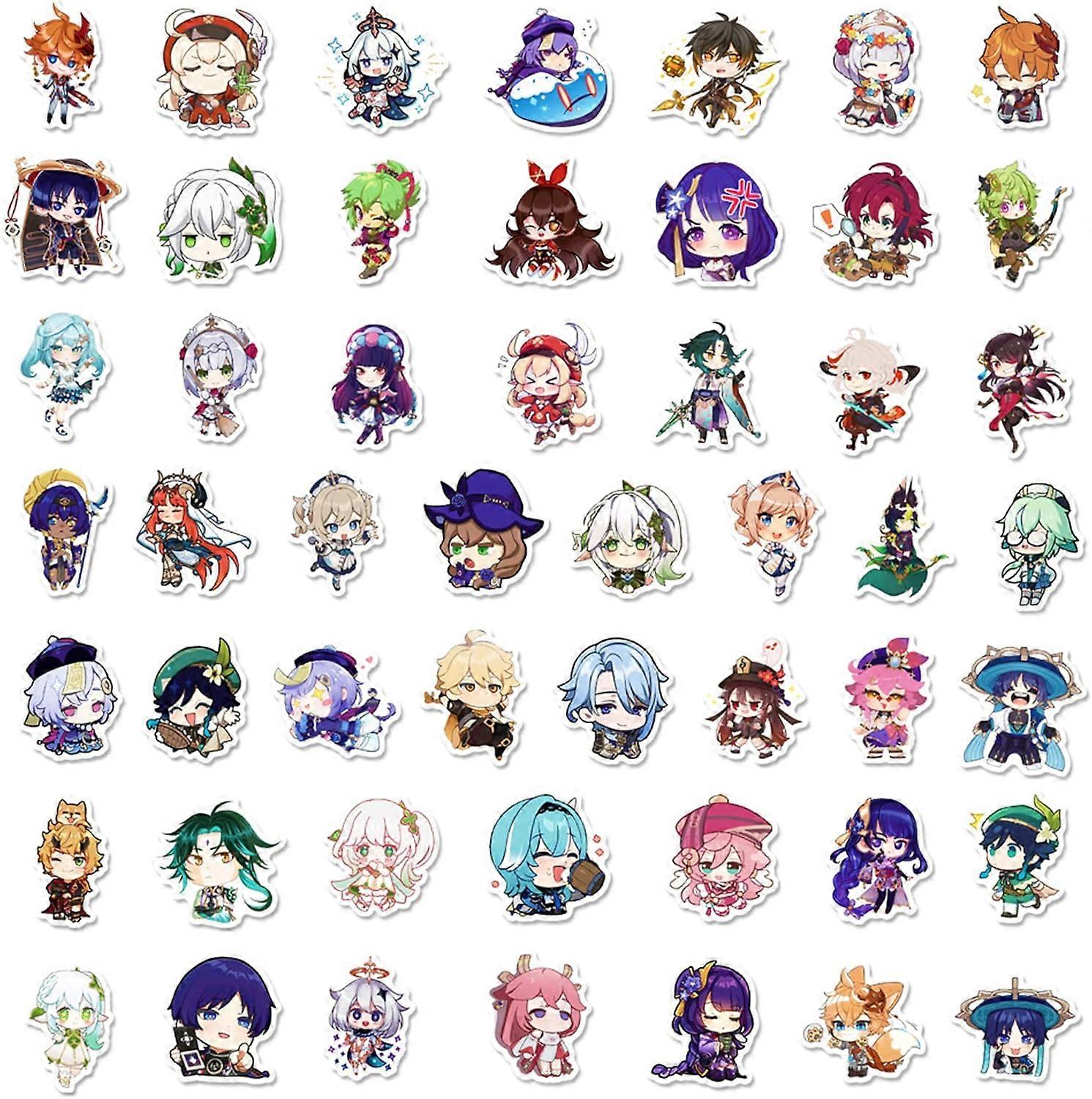 100PCs Chibi Genshin Impact Stickers, Cute Cartoon Anime Game Stickers ...
