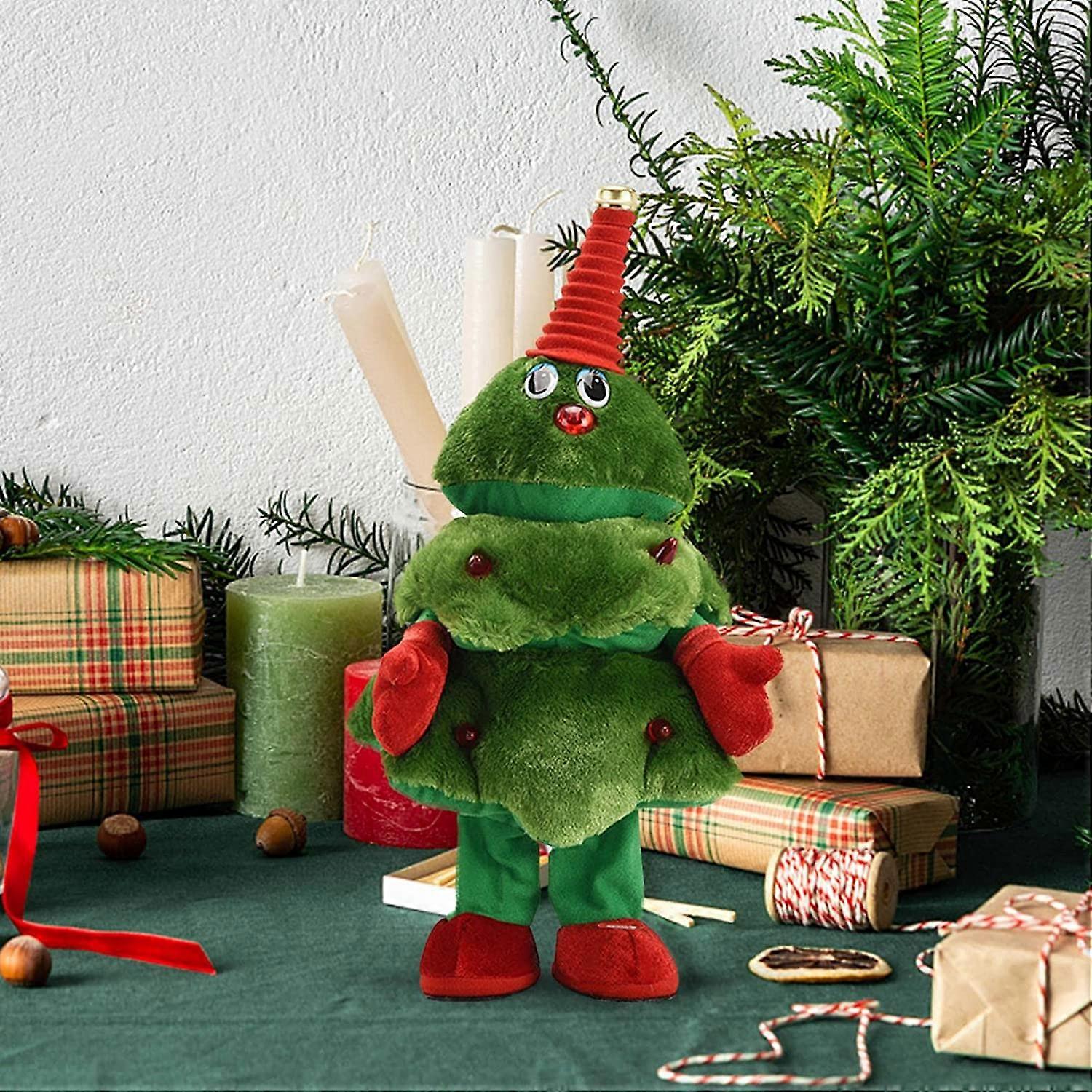 Dancing Christmas Tree Electric Plush Doll, Cute Animated Christmas LED ...