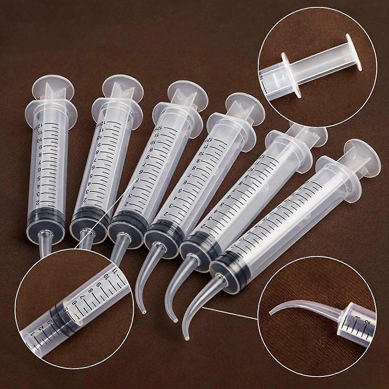 10pcs 12ml Disposable Dental Syringe Transparent Elbow Syringe Teeth ...