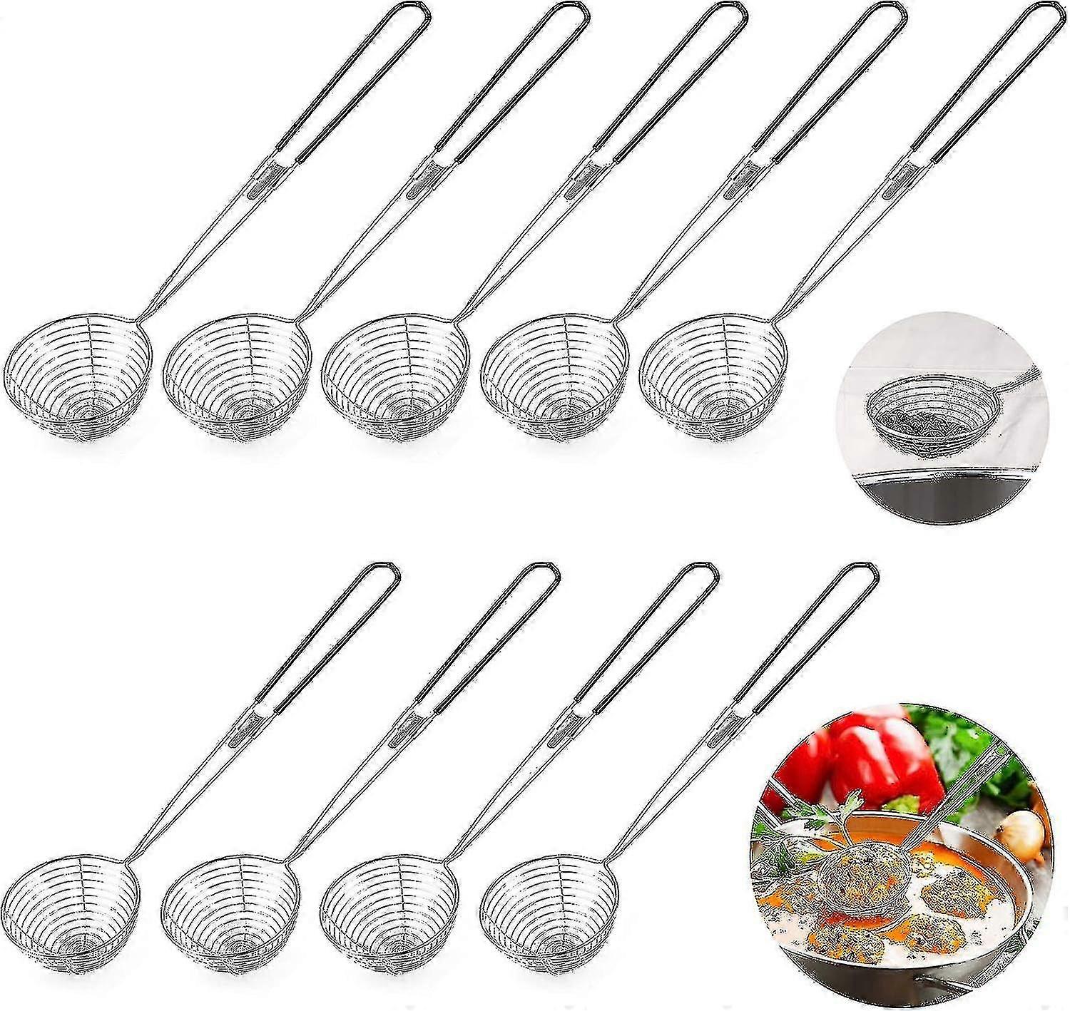 9 Pcs Fondue Strainer Stainless Steel Kitchen Strainer With Handles ...