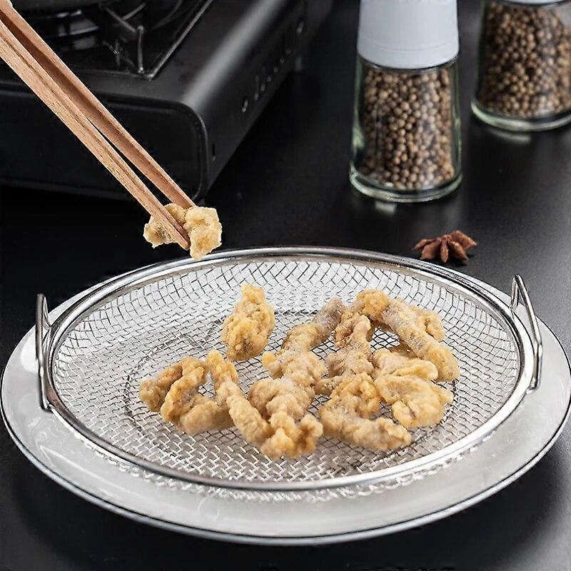 22CM Kitchen Oil Strainer Stainless Steel Frying Oil Strainer Pan Fine ...