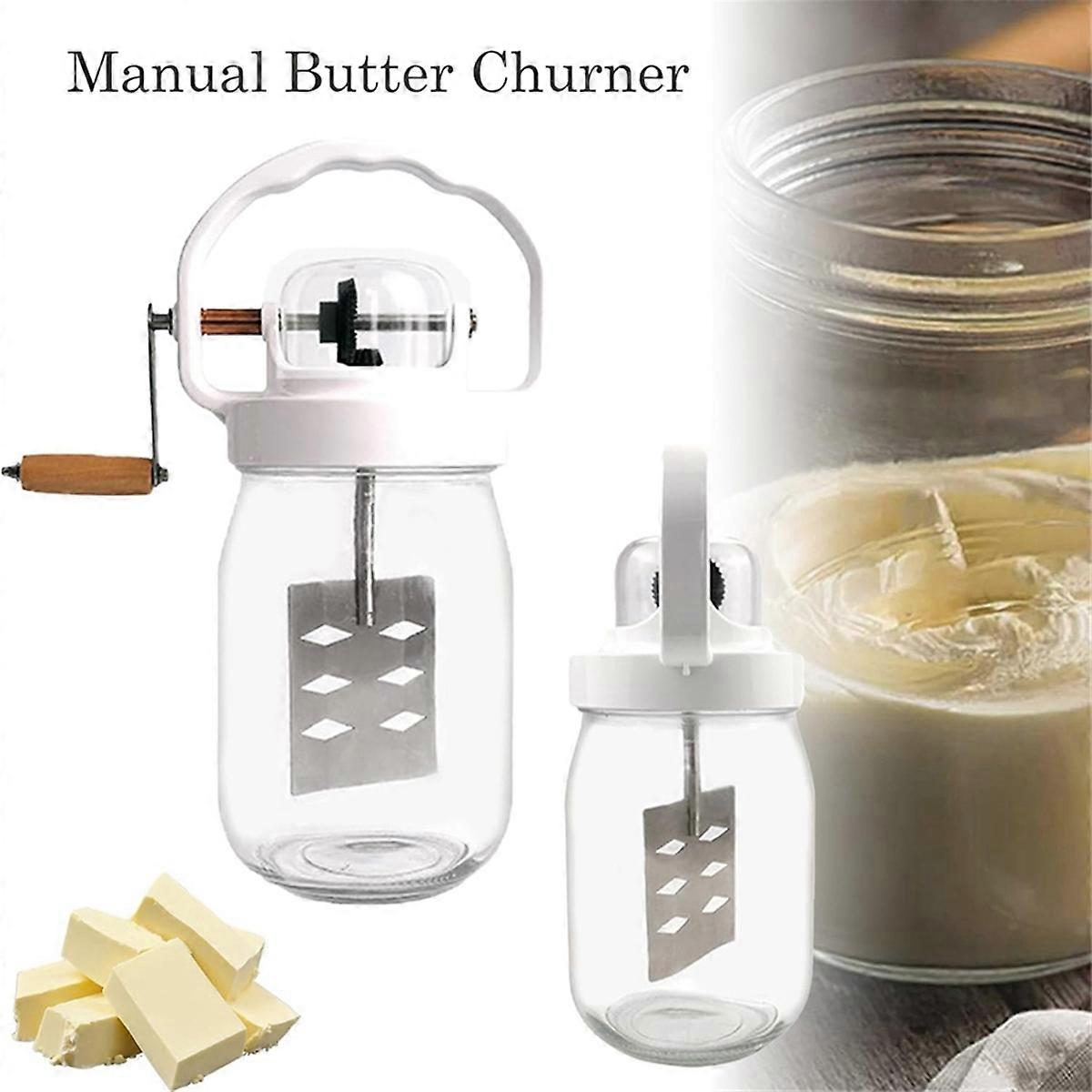 Manual Glass Butter Churner with Wooden Handle 1.5L Capacity Manual ...